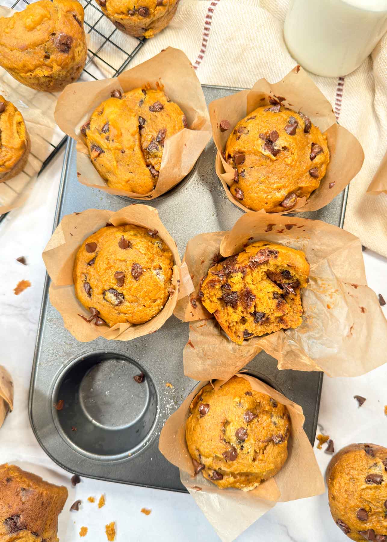 Pumpkin Chocolate Chip Muffins - The Effortless Cook