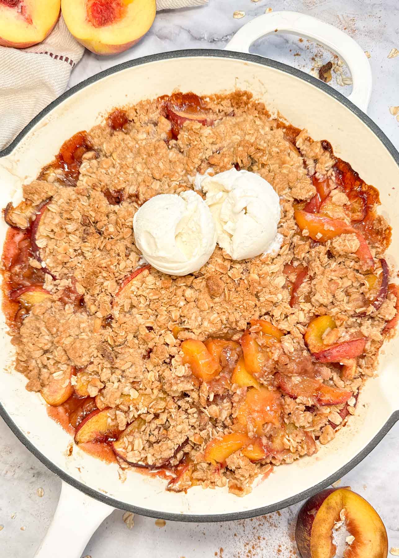 Fresh Peach Crisp Recipe (with Oats) - The Effortless Cook